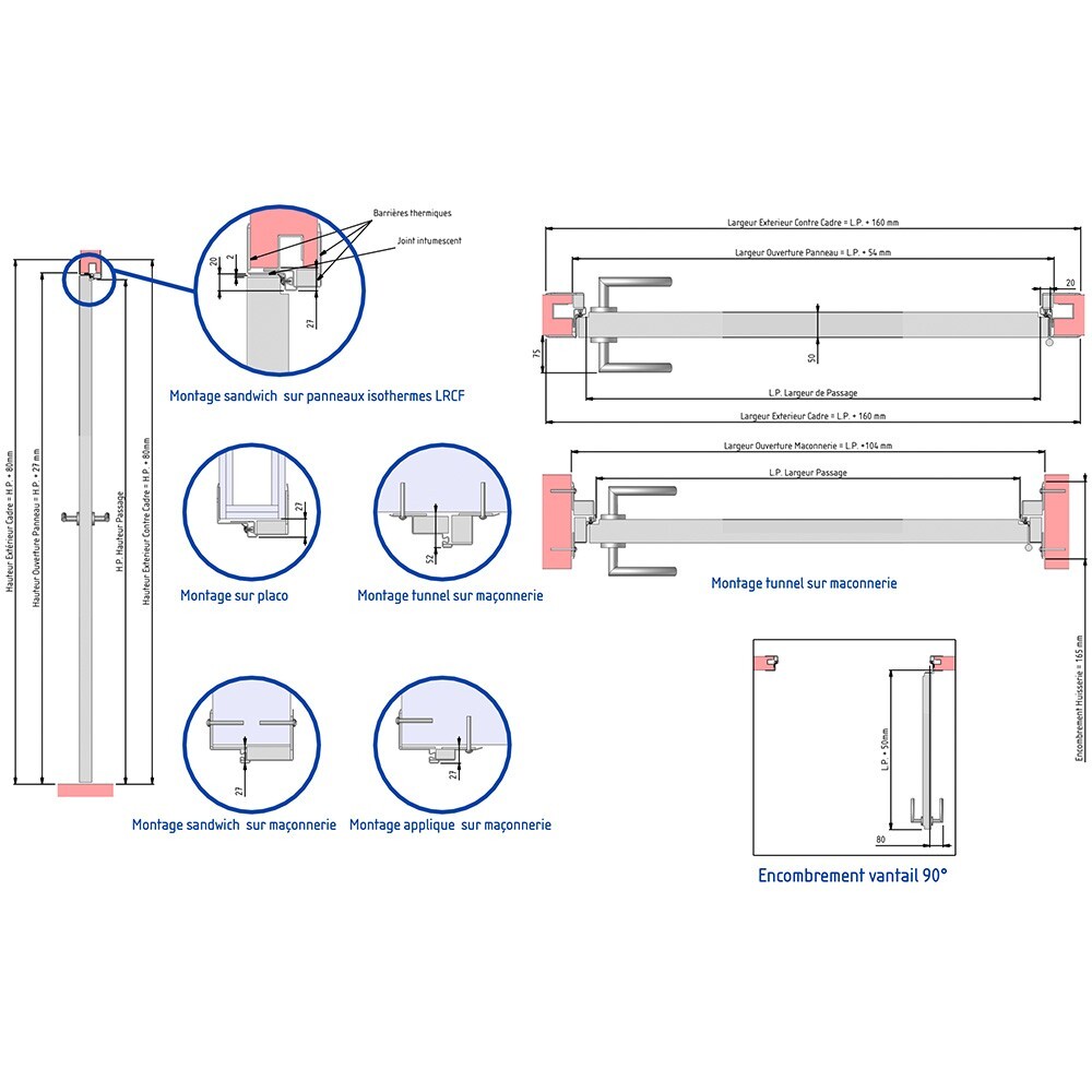 Porte de service pivotante EI30 - Coupe feu 30 minutes - 1 Vantail