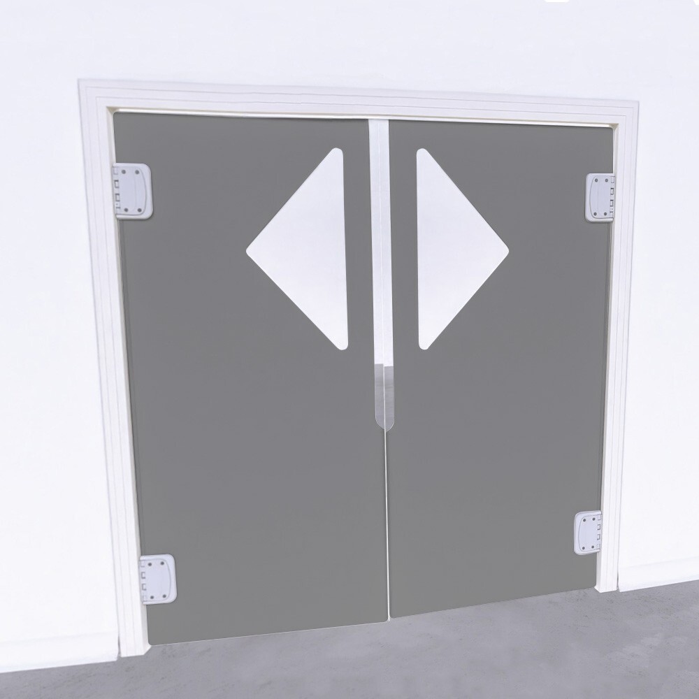 Porte Va et Vient PEHD GRISE Anti Choc 2 Vantaux - Oculus triangle